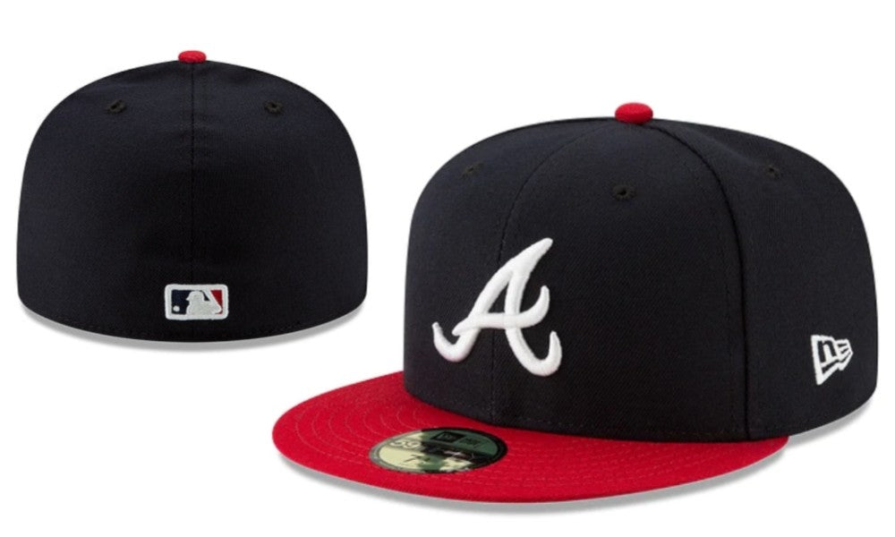 Atlanta Braves Black and Red Fitted Cap with White Logo – Evo Store