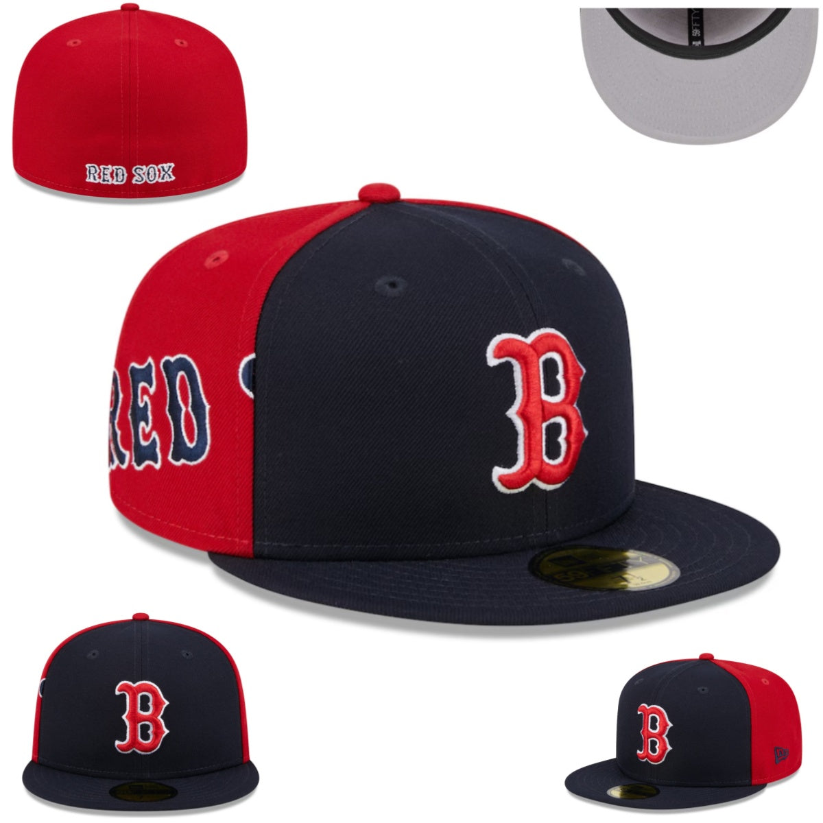 Boston Red Sox Two-Tone Fitted Cap with Bold Red and Navy Design – Evo ...
