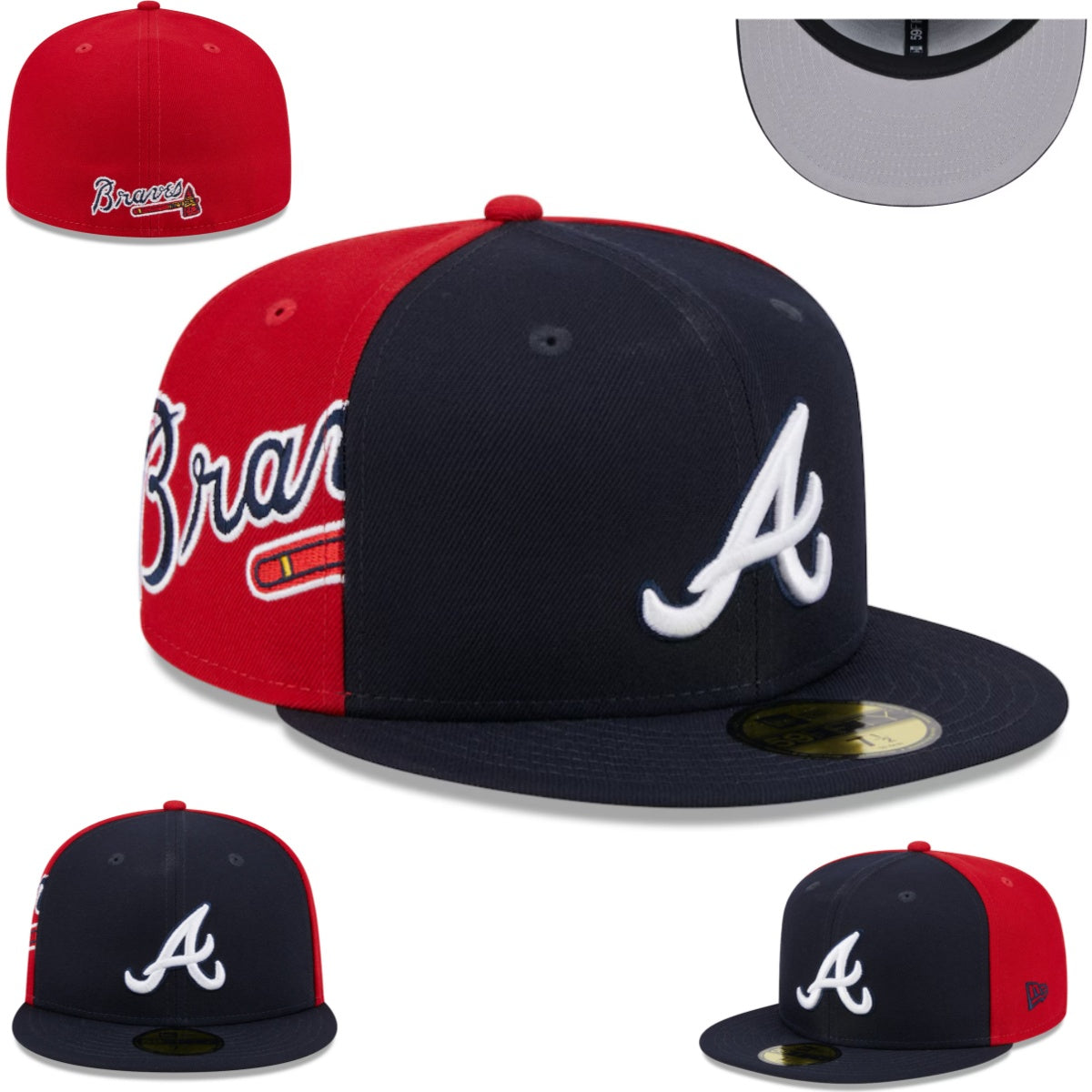 Atlanta Braves Navy and Red Split Panel Fitted Cap – Evo Store