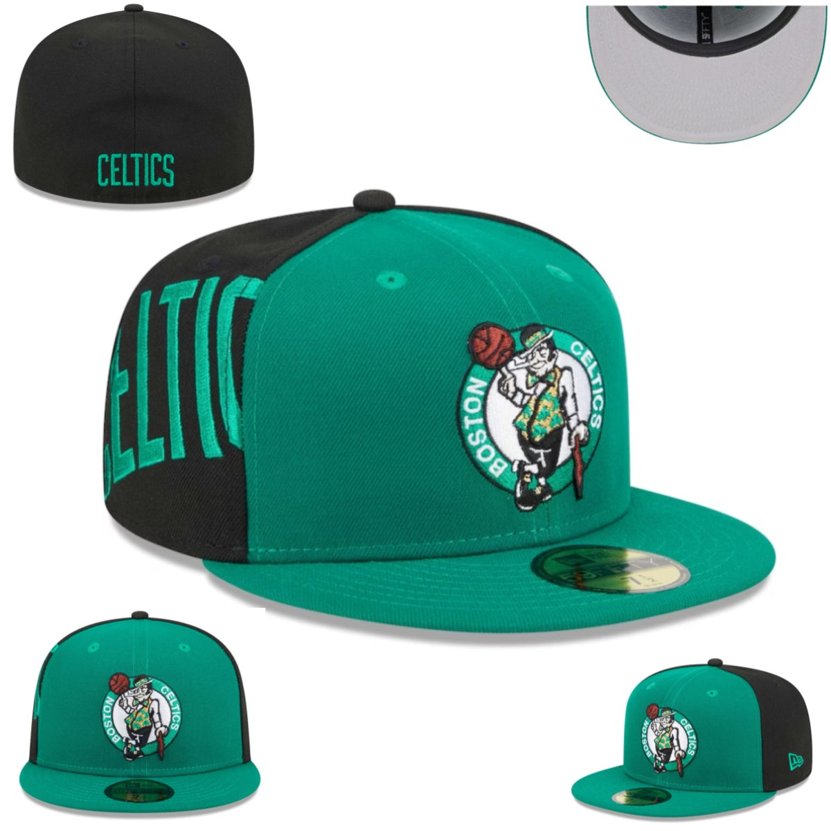 Boston Celtics NBA Snapback Cap with Embroidered Logo and Side Text ...
