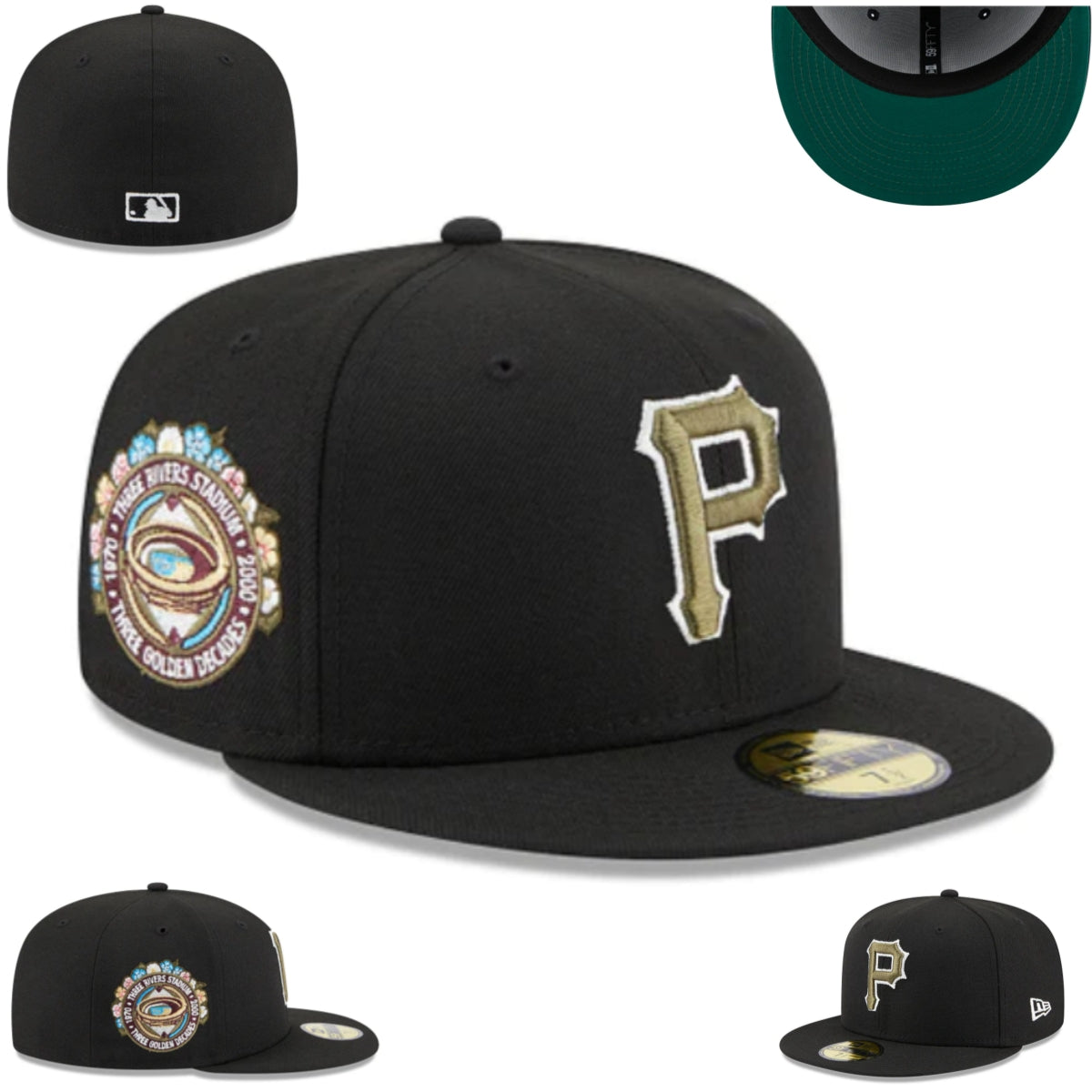 Pirates Three Rivers Stadium Tribute Fitted Cap with Embroidered Logo ...