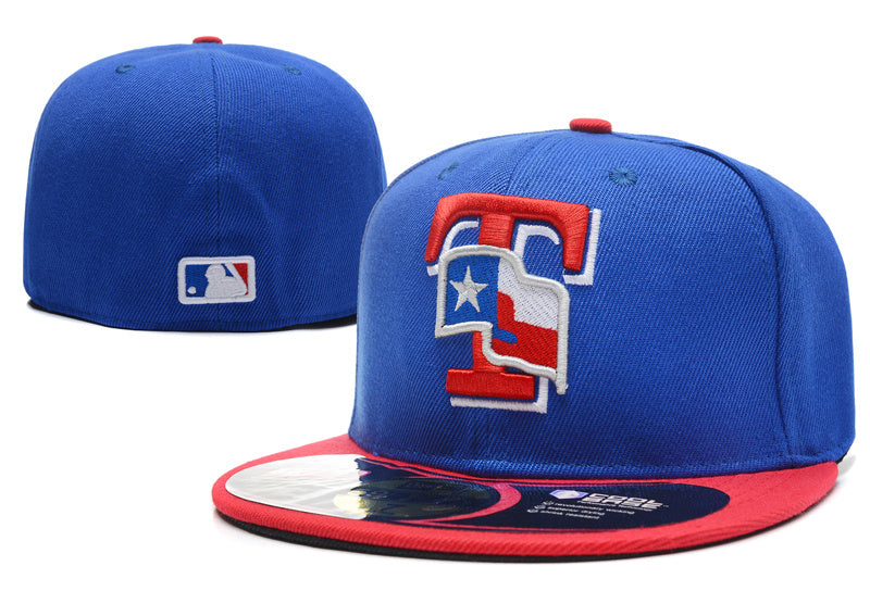 Texas Rangers Blue and Red Fitted Hat with Texas Flag Logo – Evo Store